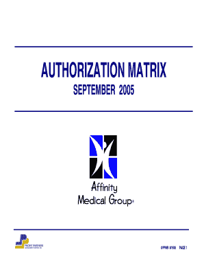 Fillable Online AUTHORIZATION MATRIX Fax Email Print - pdfFiller