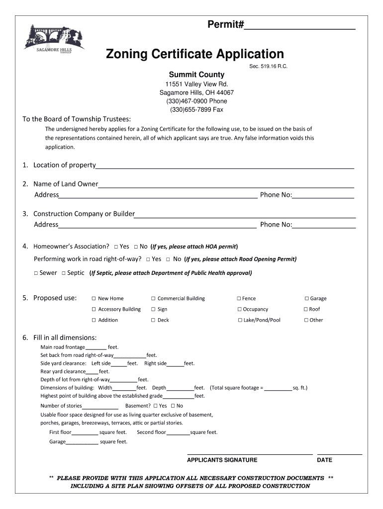 Fillable Online Zoning Inspector's Hours Tuesday 9:00 am - 12:00 noon ...