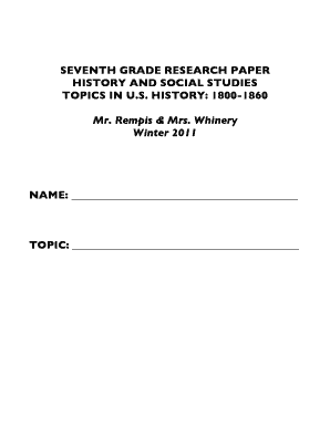 Fillable Online gordonschool SEVENTH GRADE RESEARCH PAPER HISTORY AND ...
