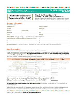 Fillable Online 2016 Application Form - Atlantic Craft Trade Show Fax ...