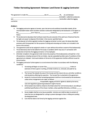 Fillable Online Timber Harvesting Agreement- Between Land Owner ...