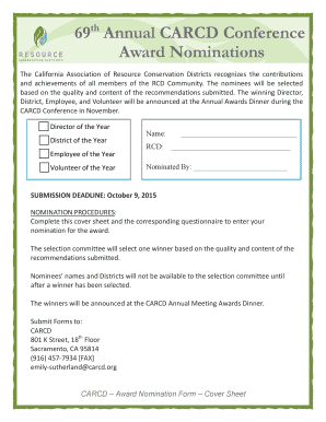 Fillable Online carcd 69th Annual CARCD Conference Award Nominations ...