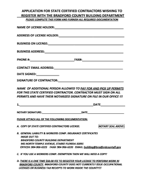 Fillable Online Application for state certified contractors wishing ...