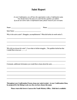 Fillable Online sticypress Saint Report - Saint Irenaeus Catholic ...