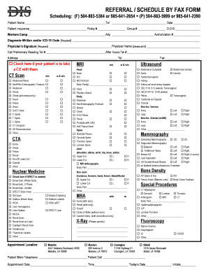 Fillable Online REFERRAL SCHEDULE BY FAX FORM Fax Email Print - pdfFiller