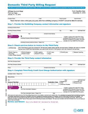 Fillable Online Domestic Third Party Billing Request Fax Email Print ...