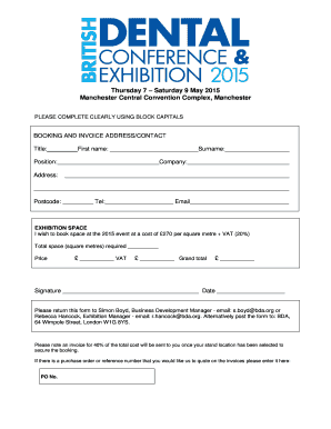 Fillable Online Thursday 7 Saturday 9 May b2015b Manchester Central Convention bb Fax Email ...