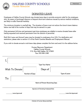 Fillable Online halifax k12 nc Donated Leave Form - Halifax County ...