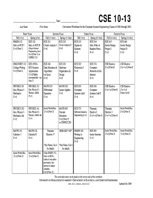 Fillable Online cee umass CSE EE CURRICULA TO TAKE EFFECT STARTING WITH ...