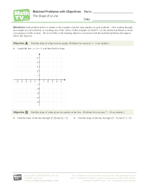 Fillable Online Matched Problems with Objectives Name The Slope of a ...
