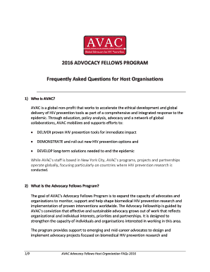 Fillable Online avac Frequently Asked Questions for Host Organisations ...