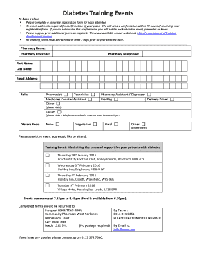 Fillable Online cpwy Diabetes Event Registration Form (to post or fax ...