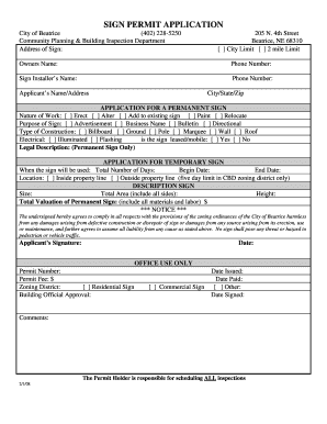 Fillable Online SIGN PERMIT APPLICATION - beatricenegov Fax Email Print ...