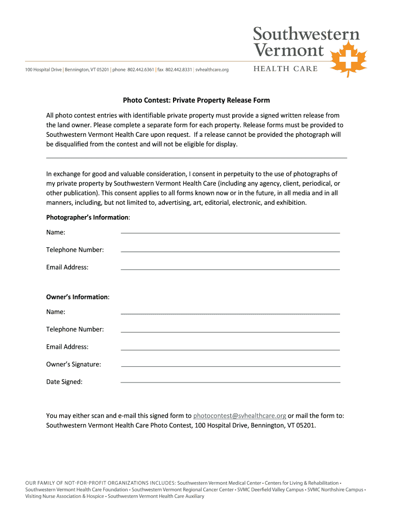 Fillable Online ext svhealthcare Private Property Release Form - ext ...