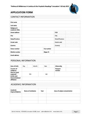 Fillable Online batkol APPLICATION FORM - Bat Kol Institute - batkol ...