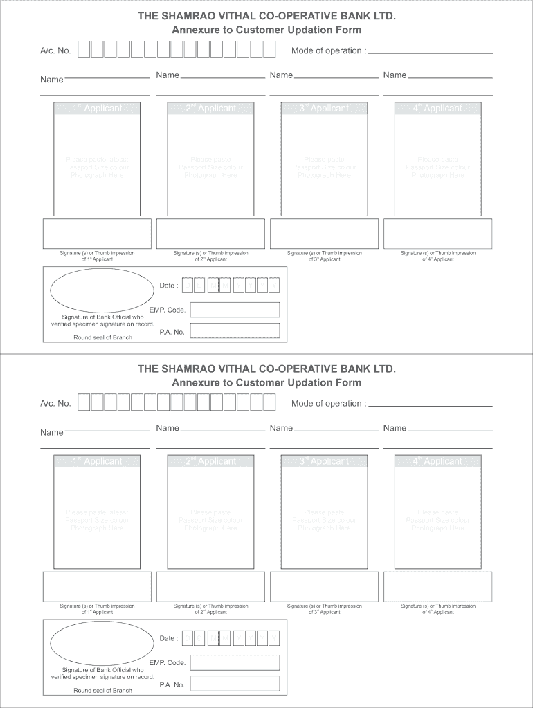 Fillable Online Annexure to Customer updation form - svcbankcom Fax ...