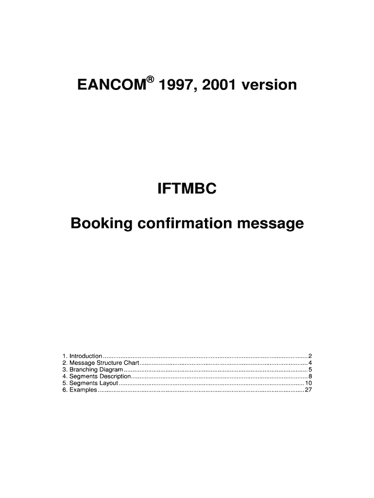 Fillable Online ecr EANCOM 1997, 2001 version IFTMBC Booking ...