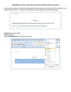 Fillable Online REFERENCES PAGE: CREATING HANGING INDENTS FOR CITATIONS ...