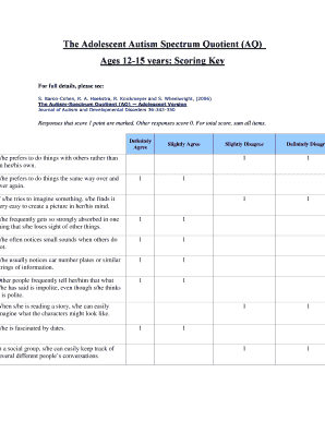 Fillable Online The Adolescent Autism Spectrum Quotient (AQ) Fax Email ...