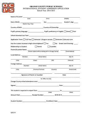 Fillable Online ocps IMPORTANT INFORMATION one year only and it is Fax ...