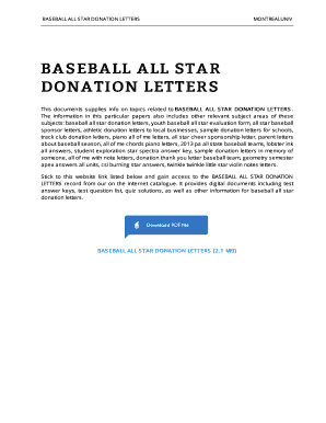 Fillable Online Baseball All Star Donation Letters ...