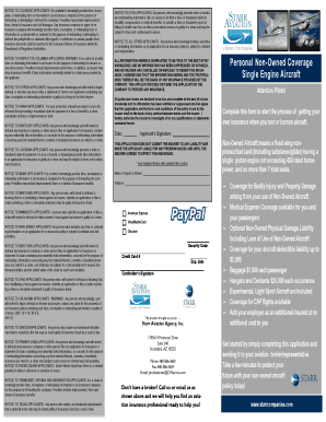 Fillable Online App PNO ASEL - ZANETTE Aviation Insurance Service Inc ...