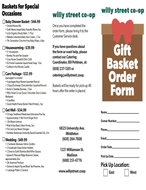 Fillable Online willystreet Gift Basket Order Form - Willy Street ...