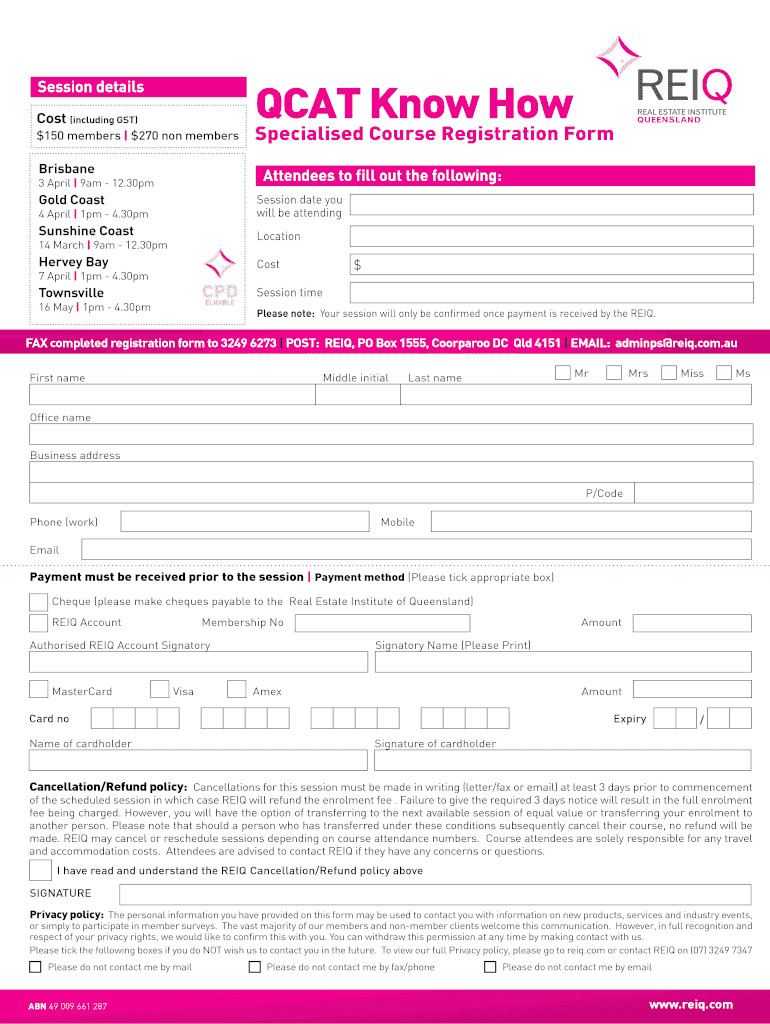 Fillable Online QCAT Know How BRISBANE 9am - binstitutebbreiqbbcomb Fax ...