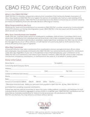 Fillable Online CBAO FED PAC Contribution Form Fax Email Print - pdfFiller
