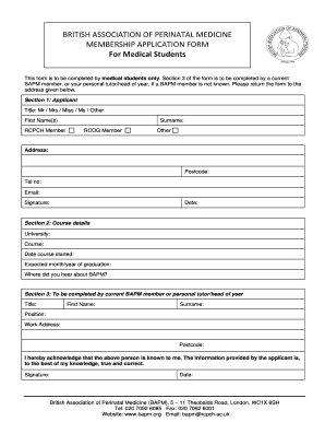 Fillable Online Membership Application form for medical and nursing ...