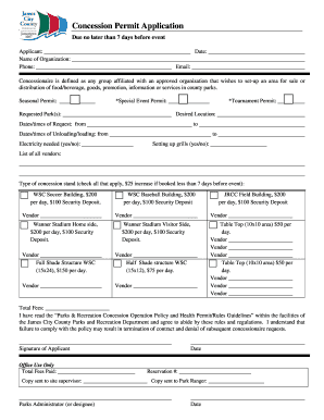 Fillable Online Concession Permit Application - Newport News FC Fax ...