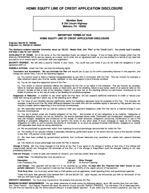 Fillable Online HOME EQUITY LINE OF CREDIT APPLICATION DISCLOSURE Fax ...