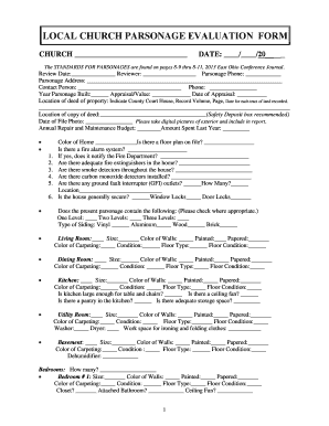 Fillable Online wrdistrict LOCAL CHURCH PARSONAGE EVALUATION FORM Fax ...