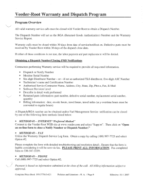 Fillable Online Veeder-Root Warranty and Dispatch Prog - Source Fax ...