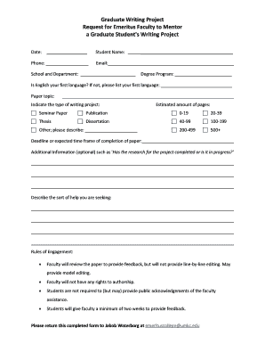 Fillable Online sgs umkc Graduate Student Request for Emeritus Faculty ...