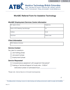 Fillable Online at-bc WorkBC Application - Assistive Technology BC Fax Email Print - pdfFiller