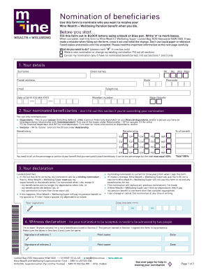 Fillable Online Nomination of beneficiaries form - Mine Wealth ...