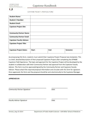 Fillable Online publichealth med miami CAPSTONE PROJECTPROPOSAL FORM Fax Email Print - pdfFiller
