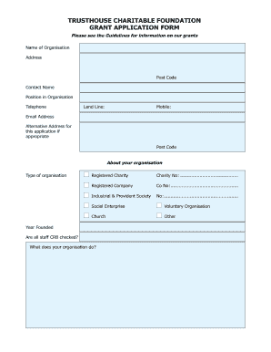 Fillable Online Trusthouse charitable foundation grant application form ...