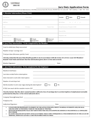 Fillable Online 183membersbenefits Jury Duty Application Form - 183membersbenefitsca Fax Email ...
