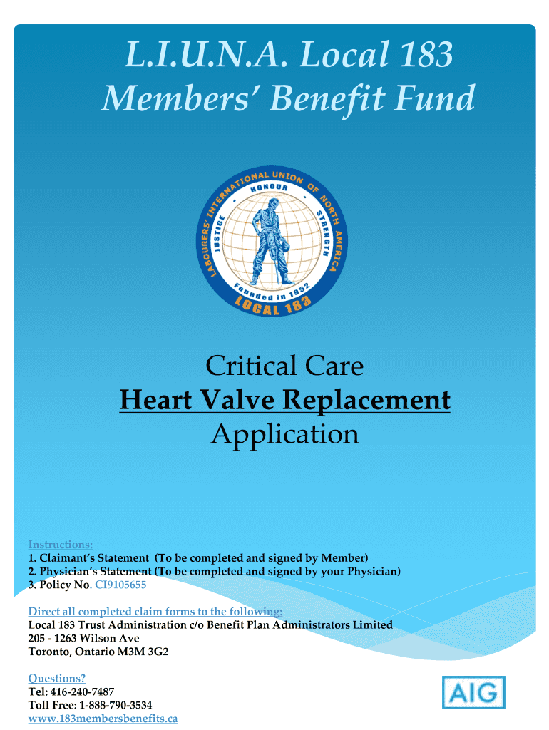 Fillable Online 183membersbenefits Heart Valve Replacement Application ...