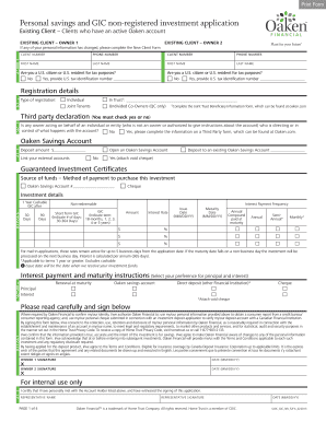 Fillable Online Personal savings and GIC non-registered investment application Fax Email Print ...