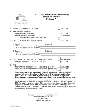 Fillable Online cagc-accg Application Checklist Pathway A 2015 ...