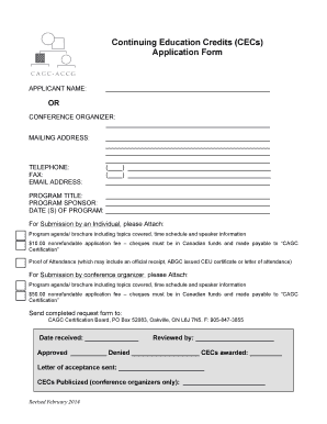 Fillable Online cagc-accg Continuing Education Credits CECs Application ...