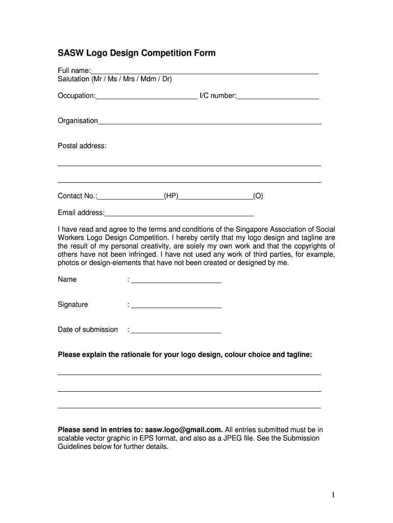 Fillable Online SASW Logo Design Competition Fax Email Print - pdfFiller