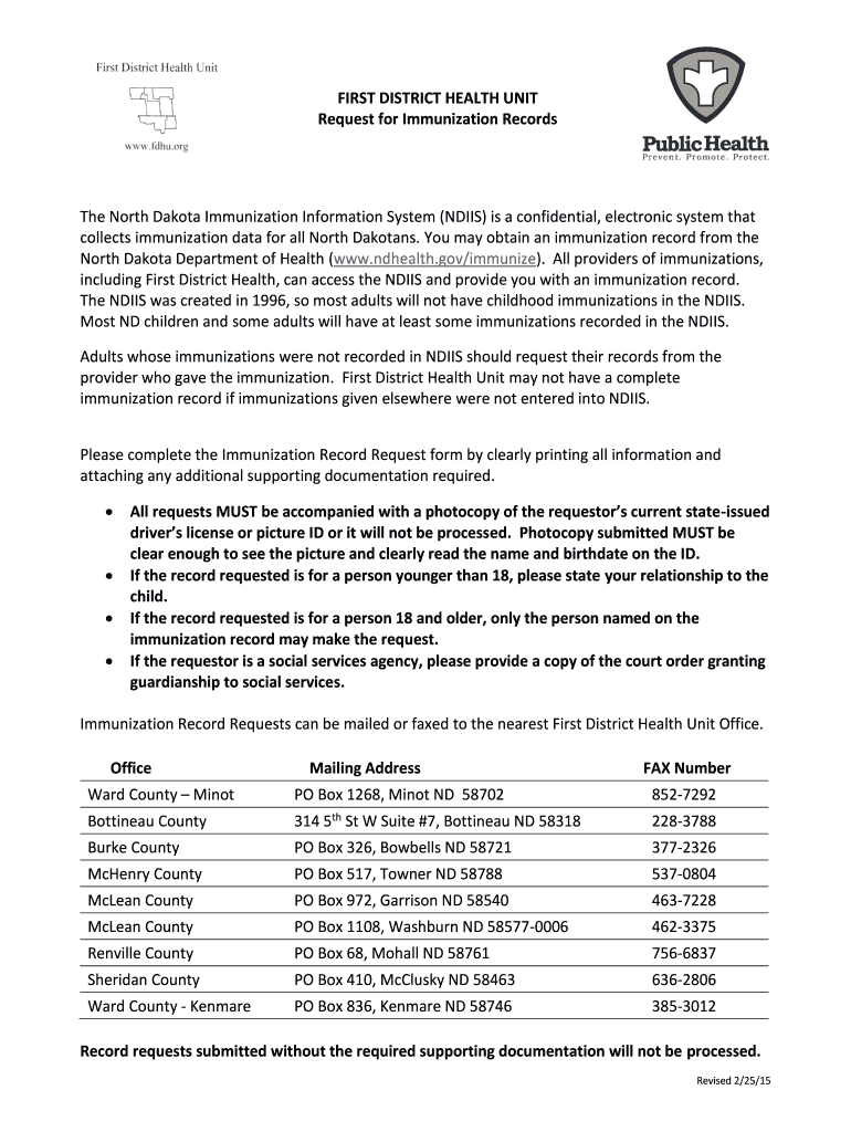 Fillable Online fdhu FIRST DISTRICT HEALTH UNIT Request for ...