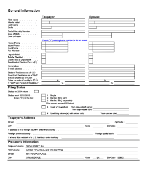Fillable Online General Information Taxpayer First Name Fax Email Print ...