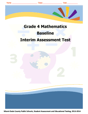 Fillable Online Grade 4 Mathematics Baseline Interim Assessment Test ...