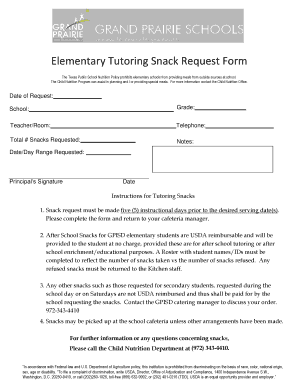 Snack Request Form - Fill Online, Printable, Fillable, Blank | pdfFiller