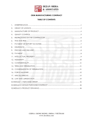 Fillable Online OEM Manufacturing Agreement Trade Manufacture China ...